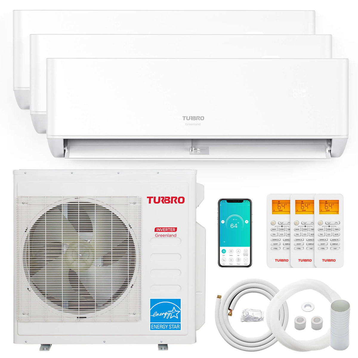 Greenland 36,000 BTU Tri-Zone(3) Mini Split Air Conditioner with Heat ...