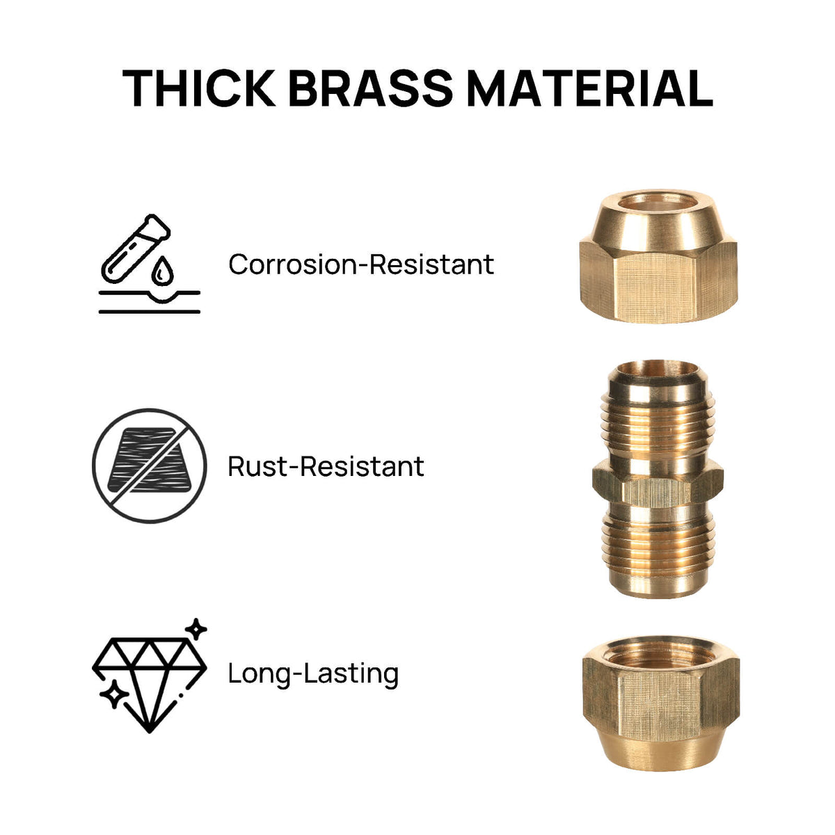 TURBRO Copper Pipe Connectors – Durable Brass Tube Couplers (2 Pieces)