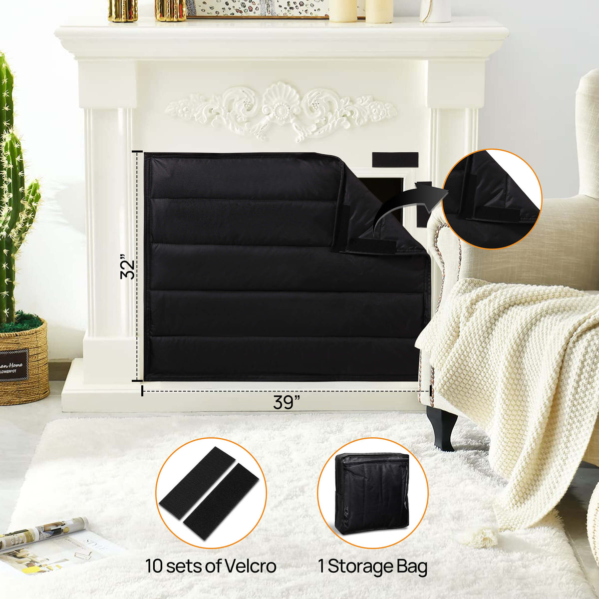 TURBRO Magnetic Fireplace Cover, Magnetic Fireplace Draft Blocker ...