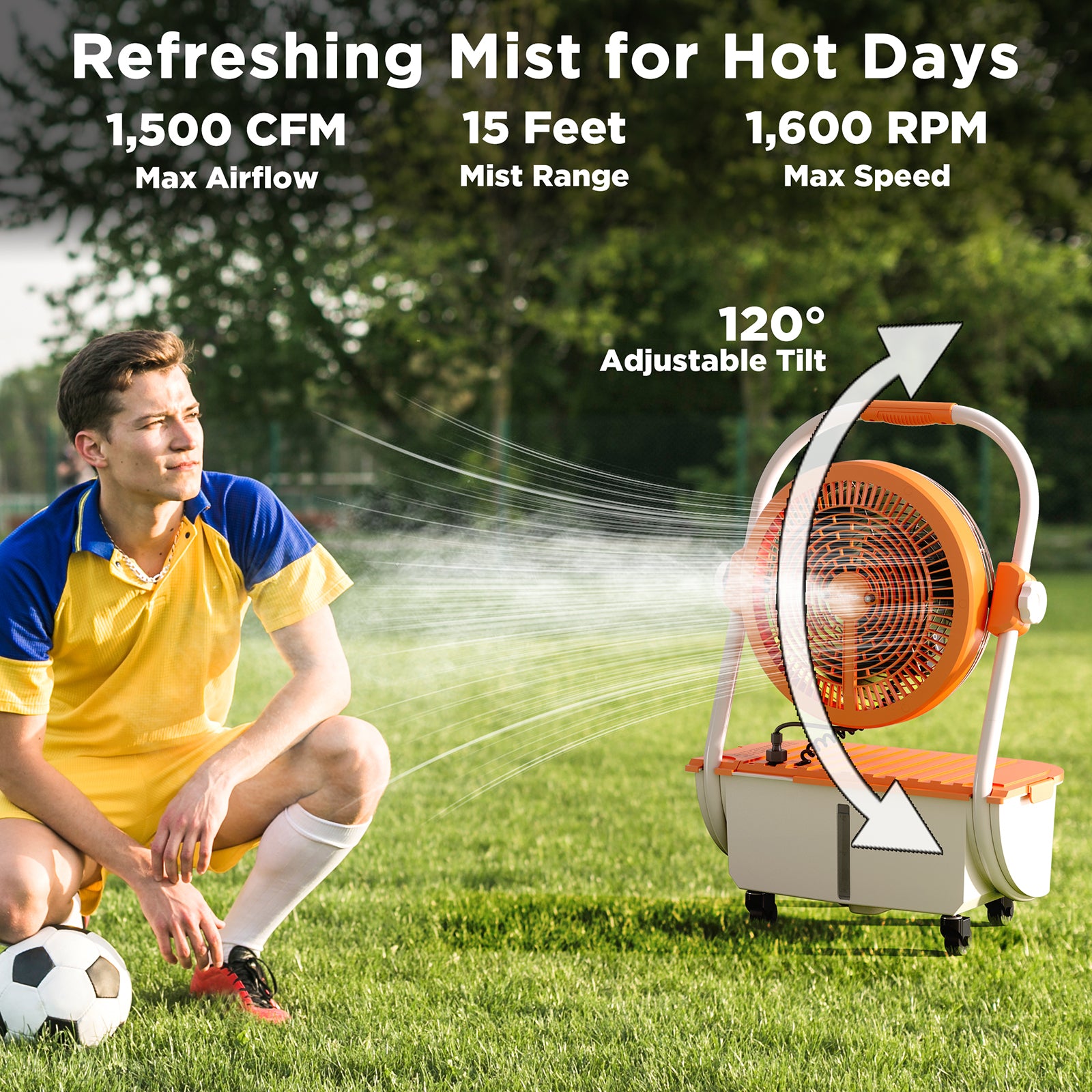 TURBRO Cordless Portable Outdoor Misting Fan, Up to 50 Hours of Fan ...