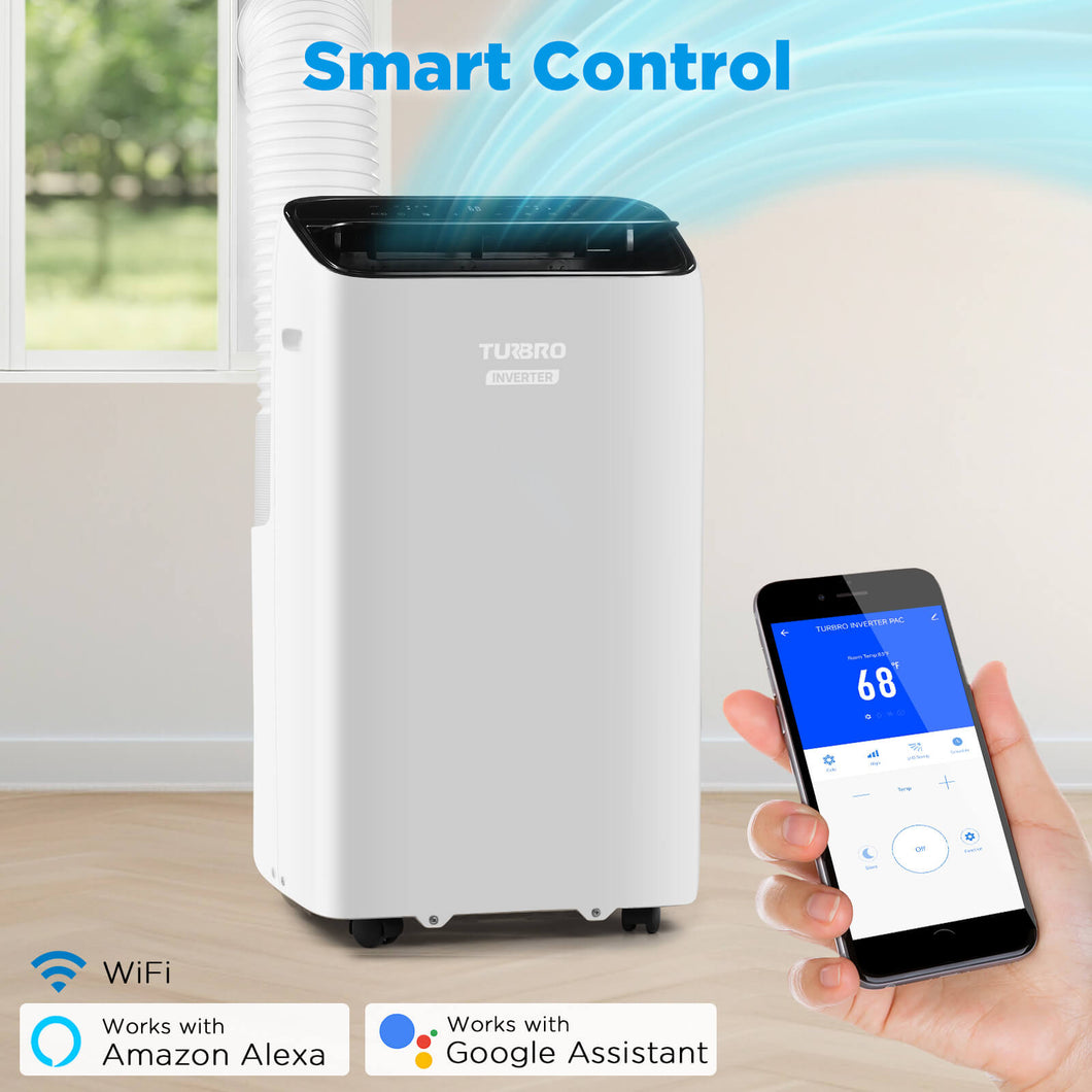 TURBRO 14,000 BTU High-Efficiency Inverter Portable Air Conditioner ...