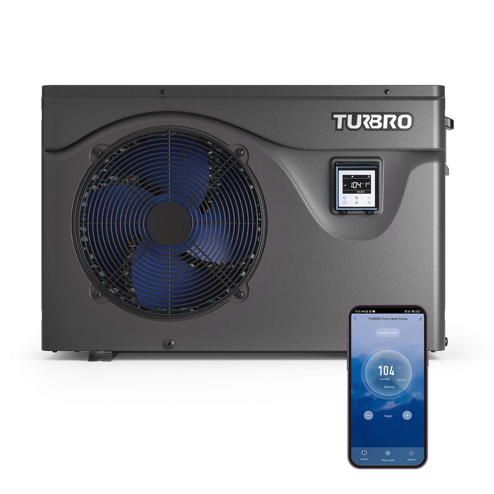 TURBRO 52K/75K BTU Pool Inverter Heat Pump for Above and In Ground ...