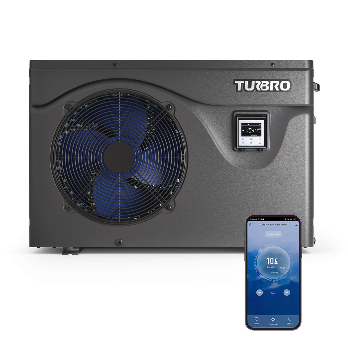 TURBRO 52K/75K BTU Pool Inverter Heat Pump for Above and In Ground ...