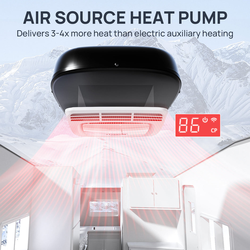TURBRO Inverter RV AC with Heat Pump, 13,500 BTU, Quiet, Remote/WiFi ...