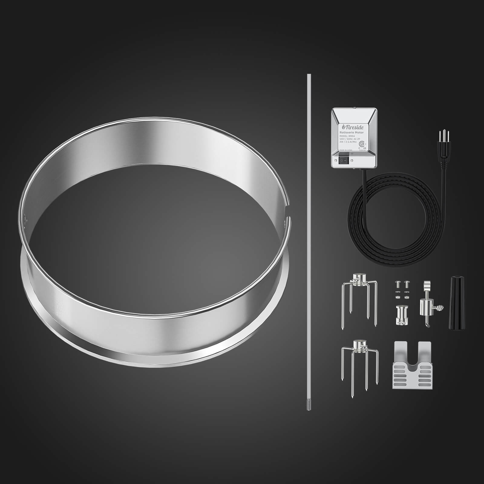 TURBRO Stainless Steel Rotisserie Ring Kit for 22.5 Inch Charcoal ...