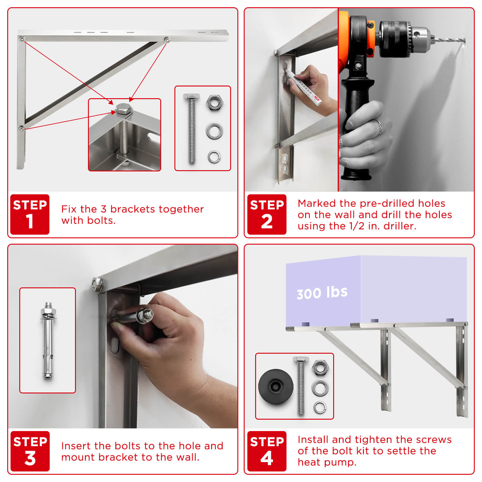TURBRO Wall Mount Stand for Mini Split Ductless Air Conditioner Heat ...