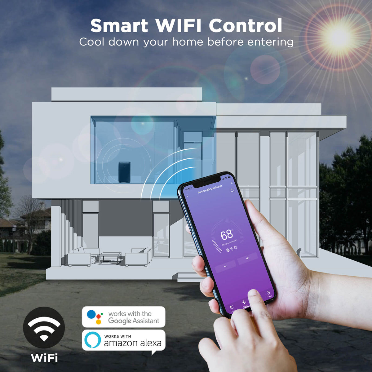 TURBRO 14,000 BTU Smart WiFi Portable Air Conditioner, Powerful Cooling ...