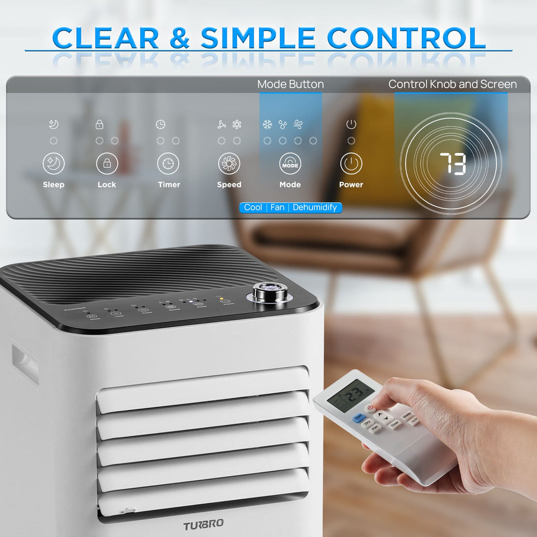 TURBRO Finnmark 10,000 BTU Portable Air Conditioner, Dehumidifier and Fan, 3-in-1 Floor AC Unit ...